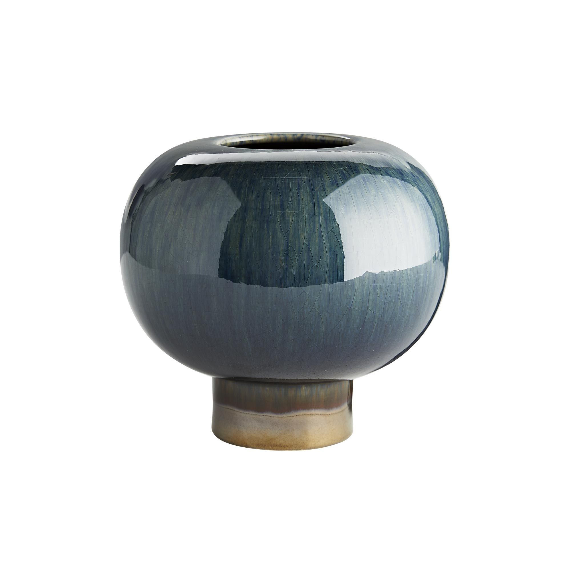 1040 - Tuttle Vases, Set of 2 - Peacock and Bronze Reactive Porcelain