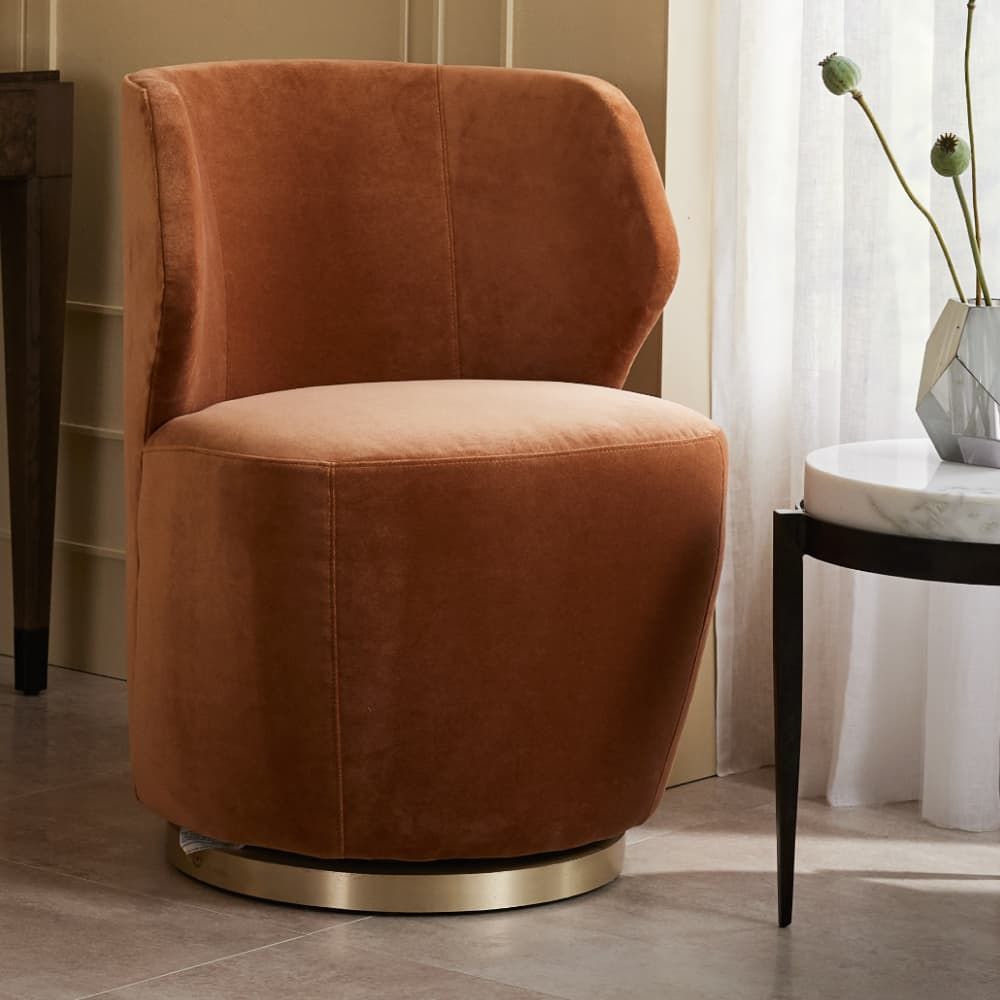 8172 - Poppy Chair Cider Velvet Champagne Swivel - Cider Velvet