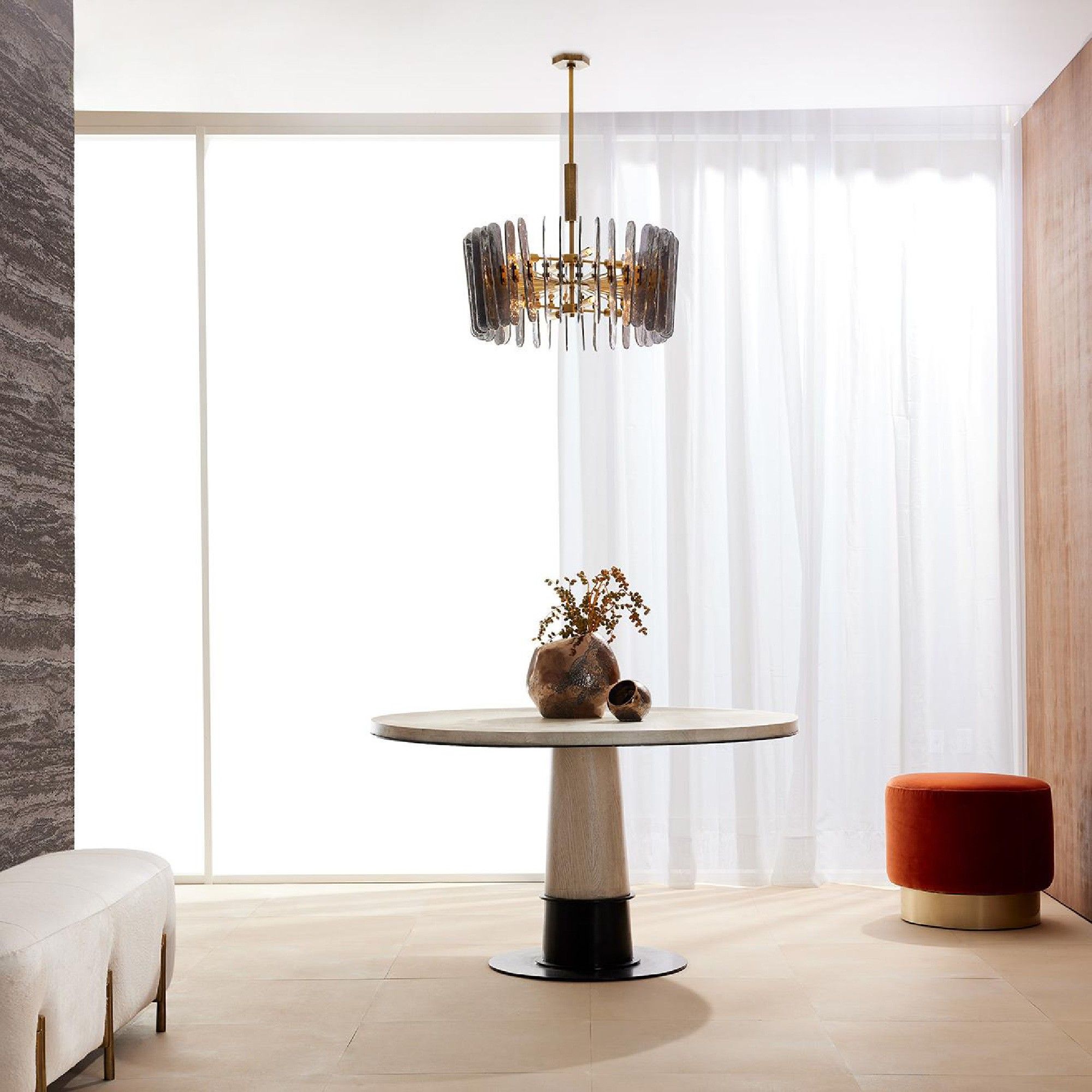 89066 - Klaus Chandelier - Antique Brass, Smoke Seedy