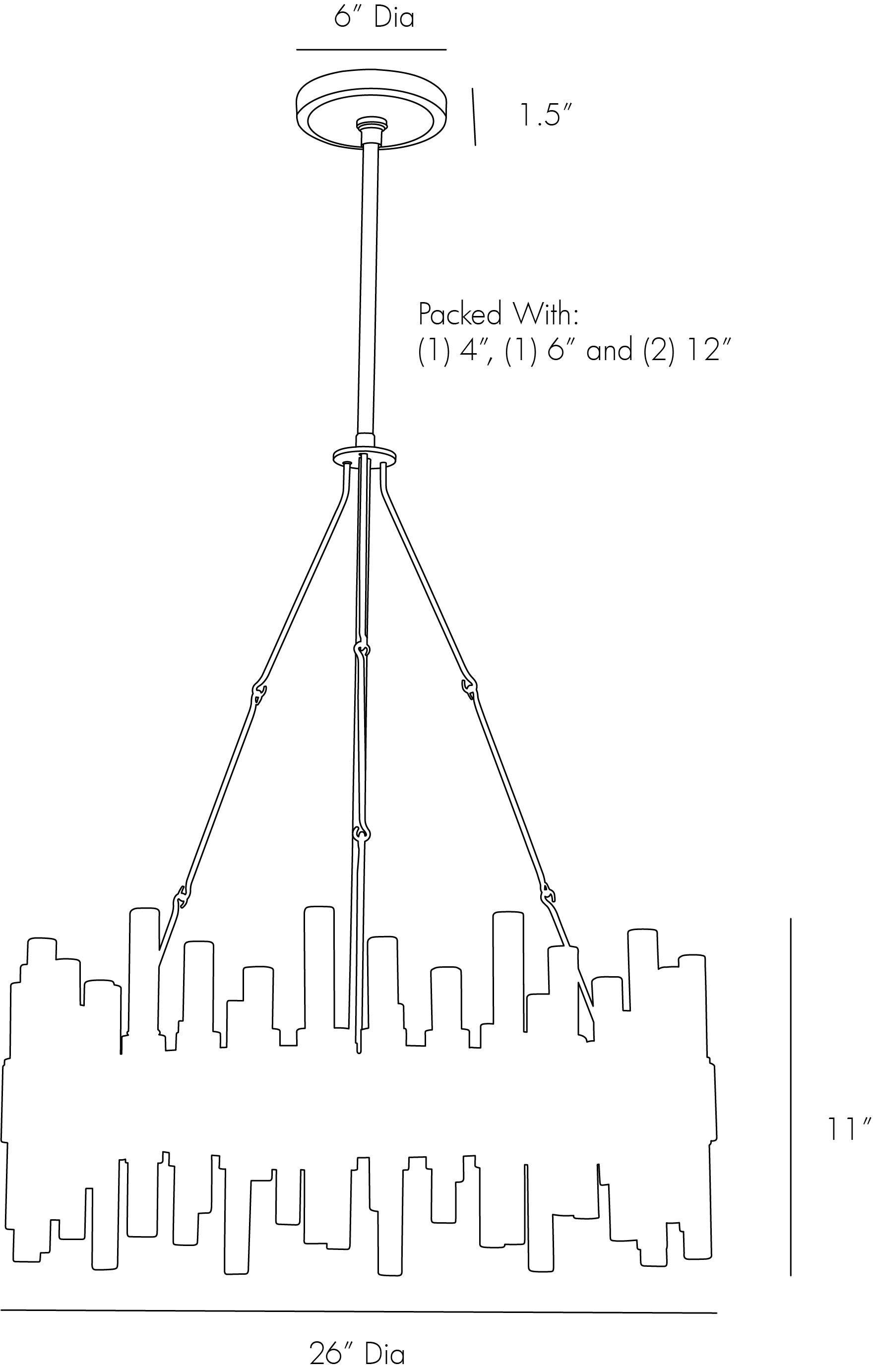 89094 - Haskell Small Chandelier - Antique Brass, Clear Acrylic