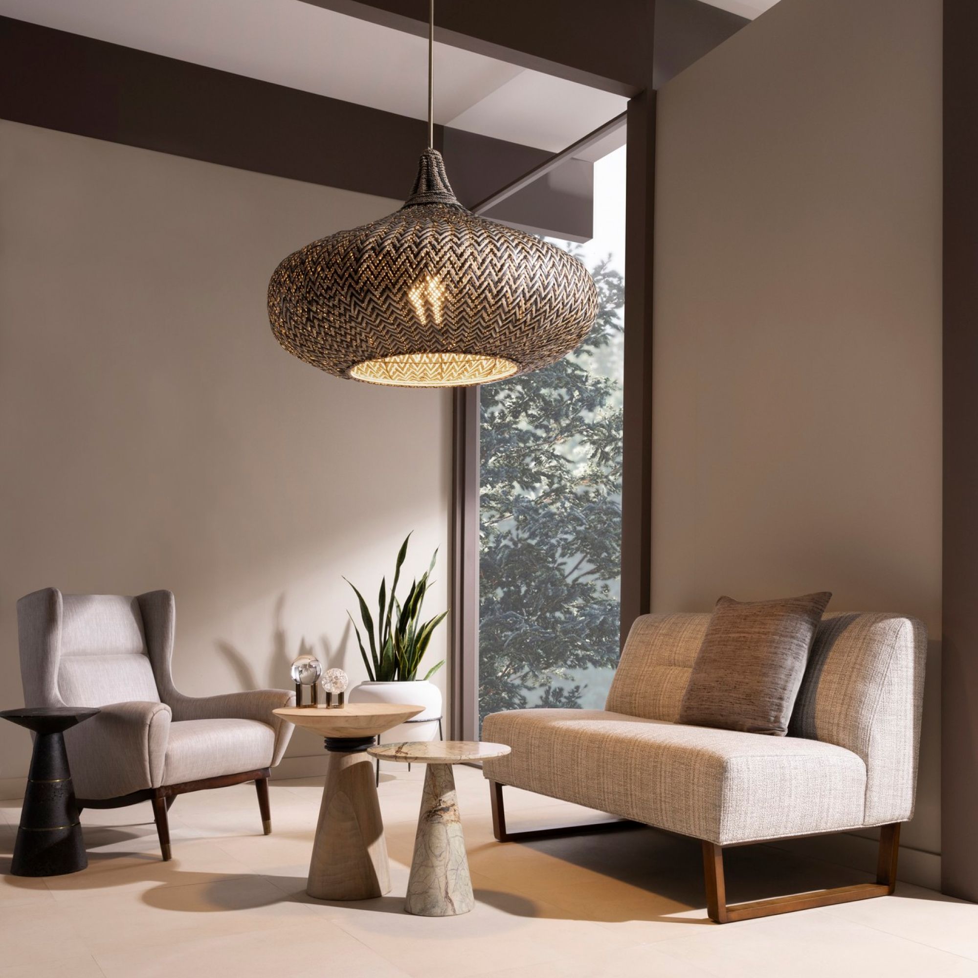 DMS05 - Tulum Pendant - Black Rattan