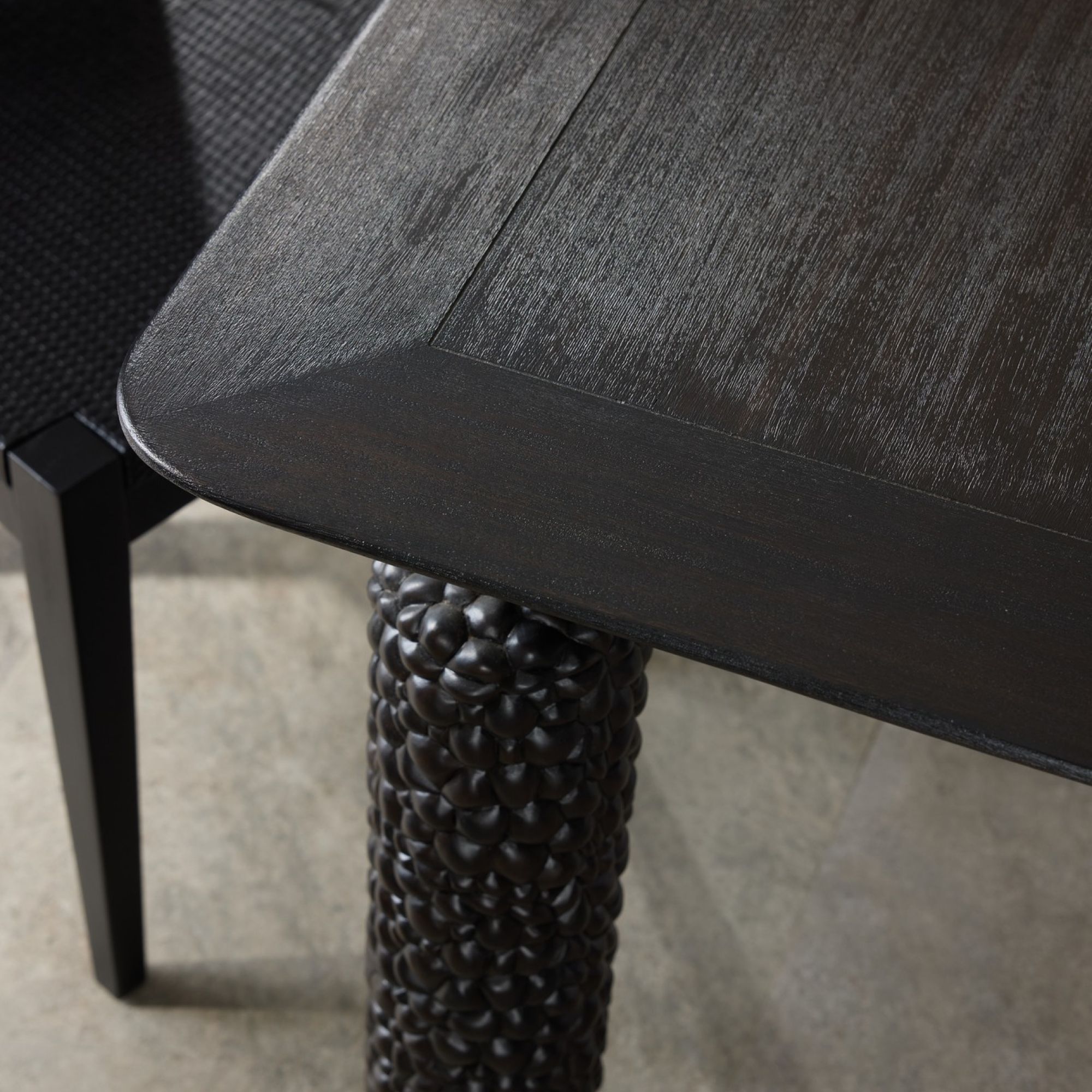 FDS06 - Anwar Dining Table - Wirebrushed Ebony