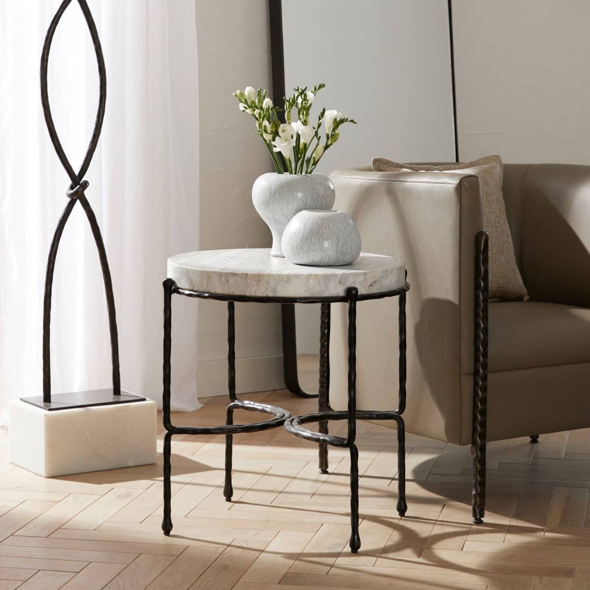 FEI24 - Cedrick End Table - Blackened Iron