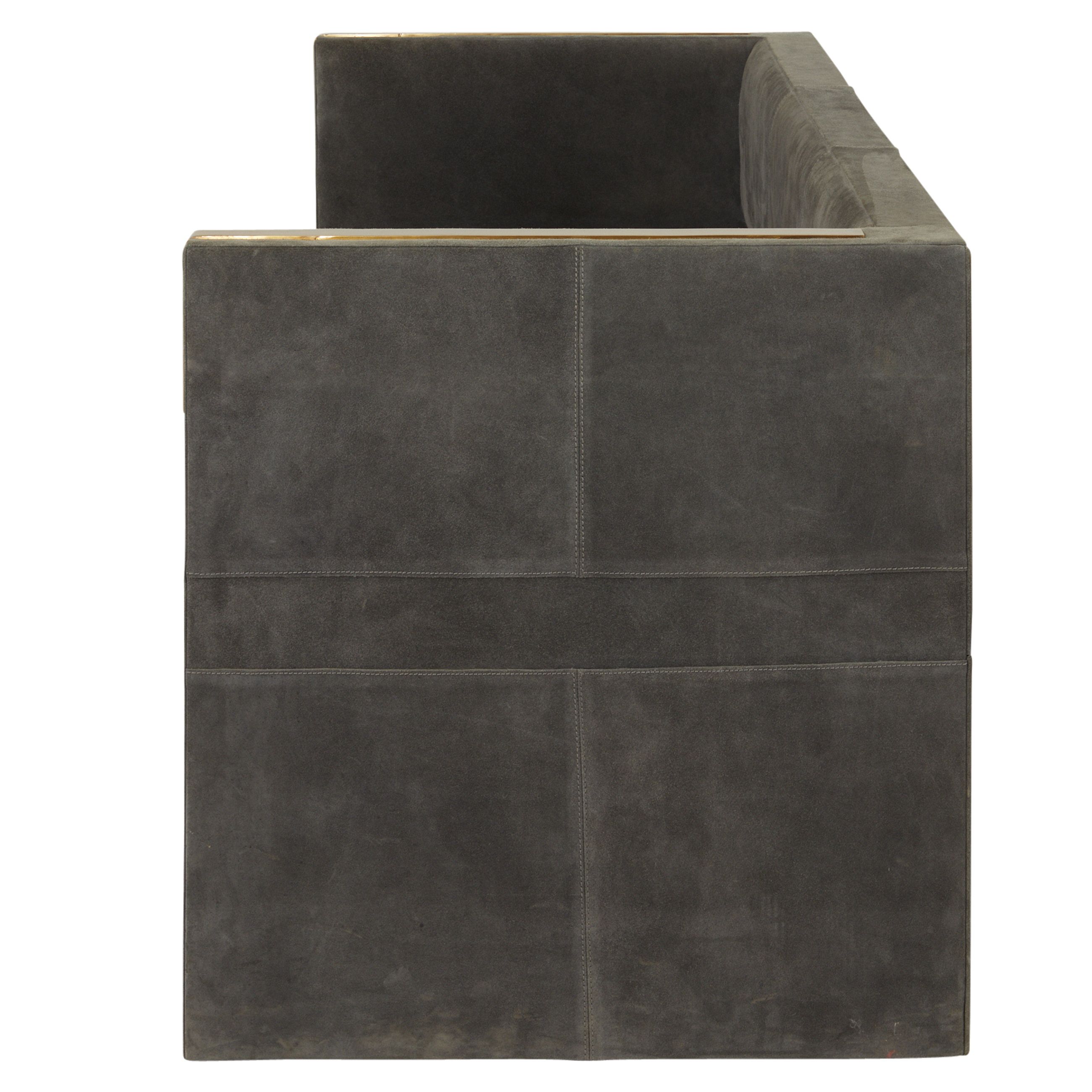 FTI01 - Donovan Settee - Slate Grey Suede