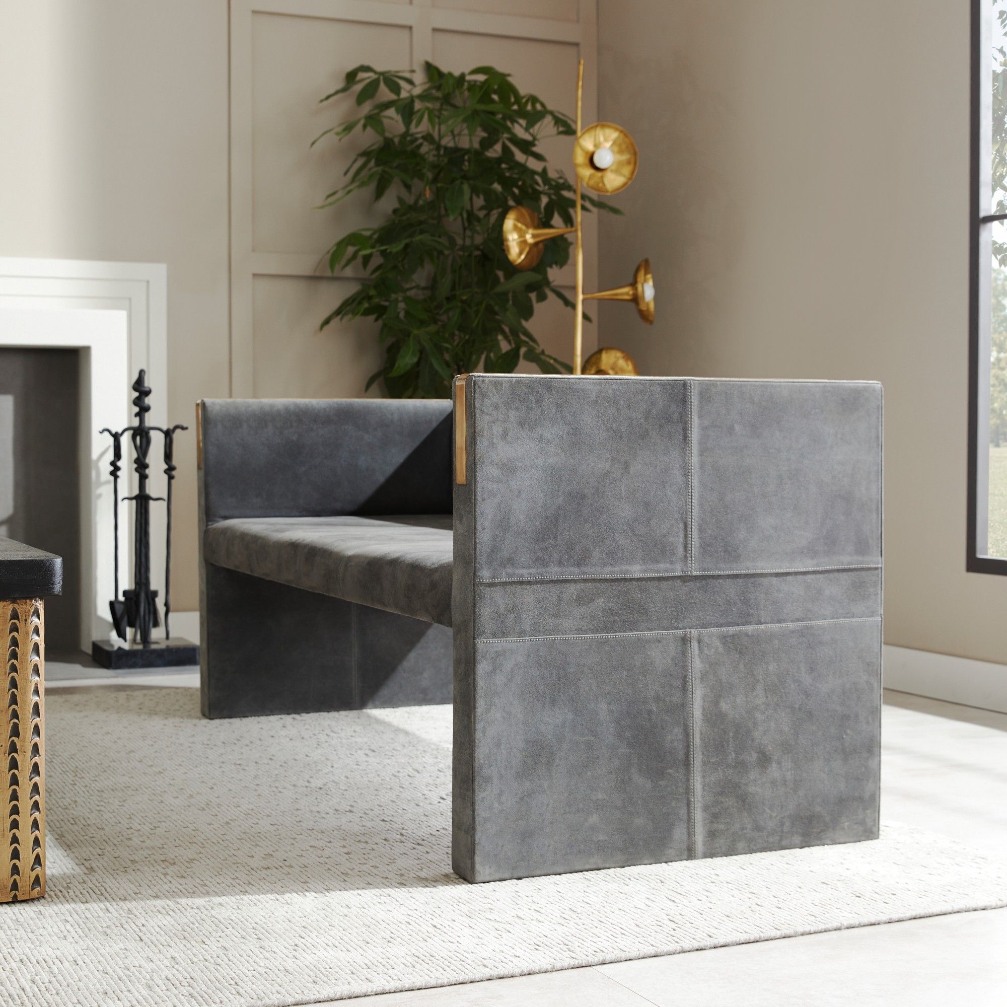 FTI01 - Donovan Settee - Slate Grey Suede