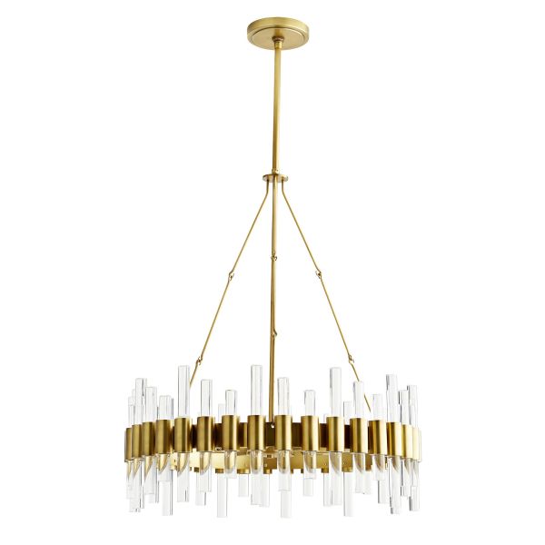 89094 - Haskell Small Chandelier - Antique Brass, Clear Acrylic
