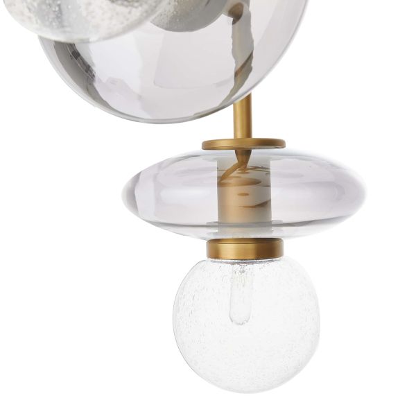 89654 - Pimpri Chandelier - Blue Smoke Glass, Clear Seedy Glass