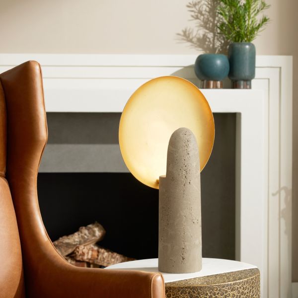 PTC42 - Eclipse Lamp - Sand, Faux Travertine