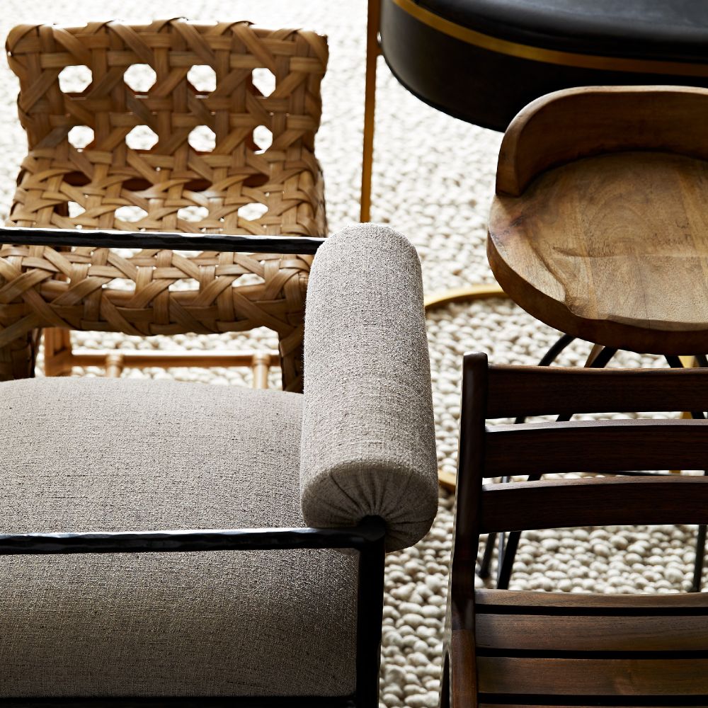 6535 - Henson Counter Stool - Natural, Waxed Wood Seat, Natural Iron