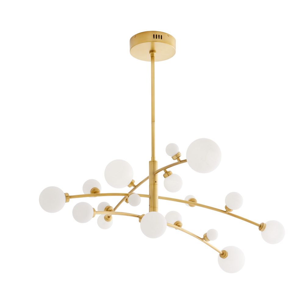 89481 - Maser Chandelier - Antique Brass, Opal Swirl Glass