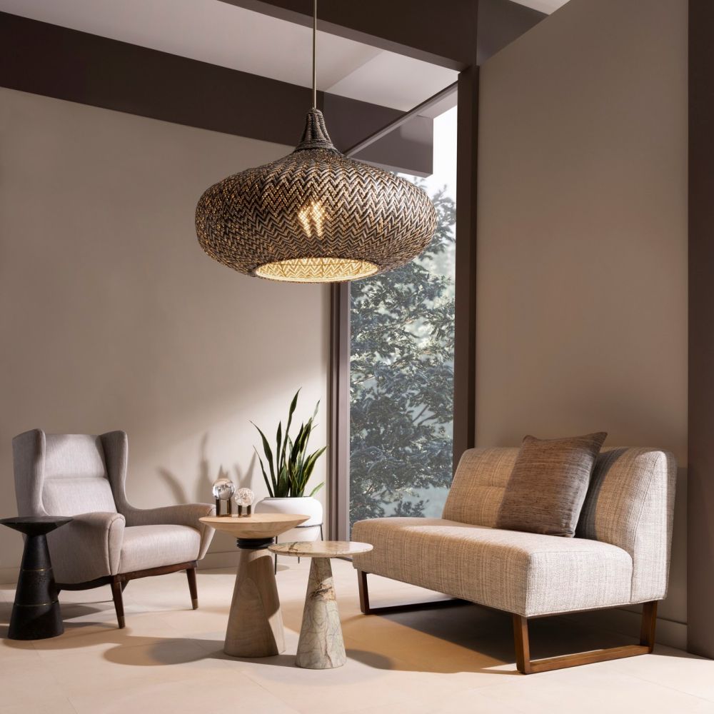 DMS05 - Tulum Pendant - Black, Rattan