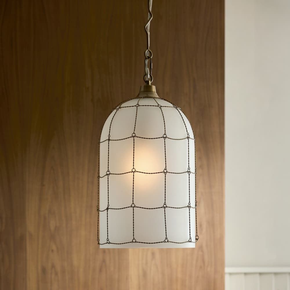 DPI14 - Jordan Pendant - Antique Brass, Frosted Glass