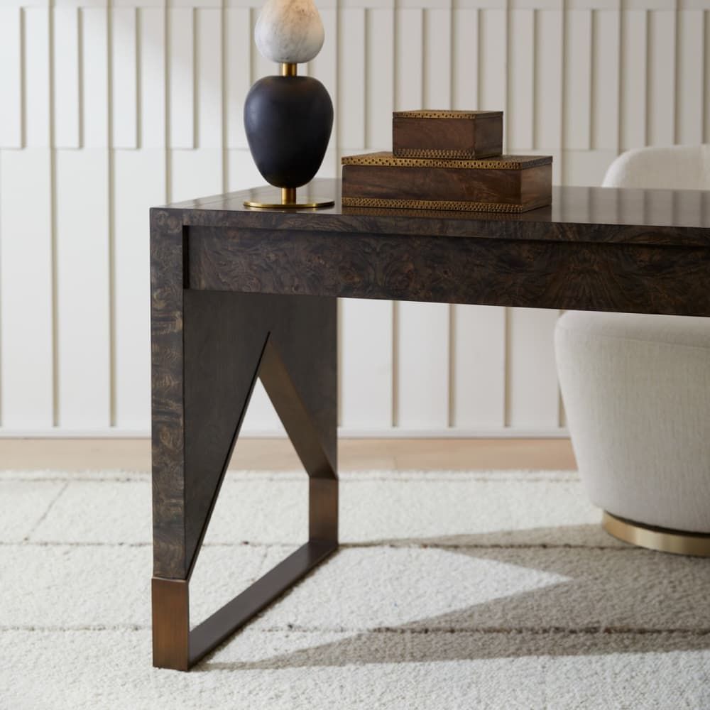 FKS07 - Jupiter Desk - Truffle Burl, Olive Ash Veneer