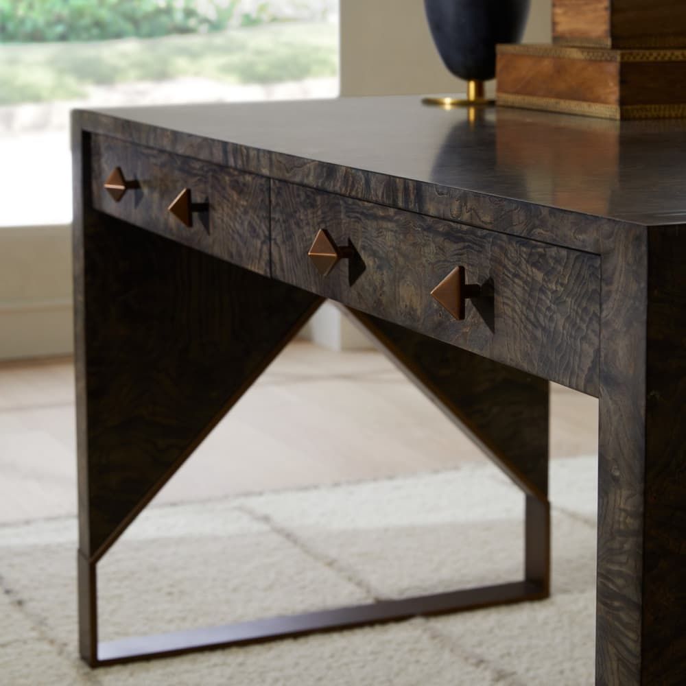 FKS07 - Jupiter Desk - Truffle Burl, Olive Ash Veneer