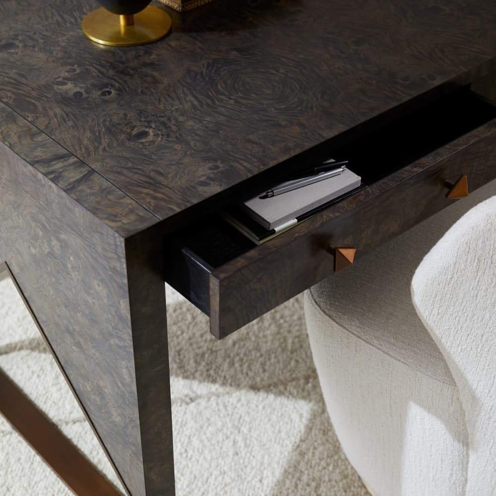 FKS07 - Jupiter Desk - Truffle Burl, Olive Ash Veneer