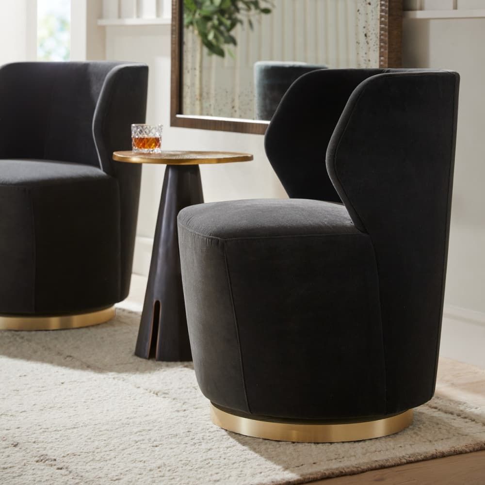 FRU08 - Poppy Chair Midnight Grey Performance Velvet - Midnight Grey ...