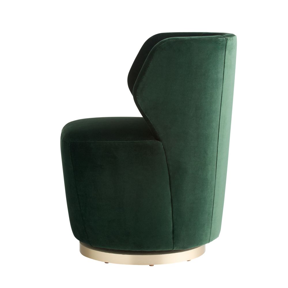 FRU11 - Poppy Chair Forest Velvet Champagne Swivel - Forest, Velvet