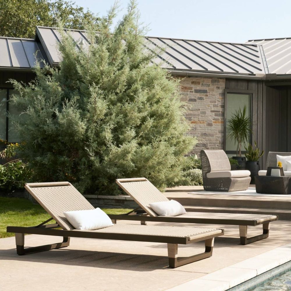 FTS01 - Daytona Outdoor Chaise, Armless - Buff Dutch Weave