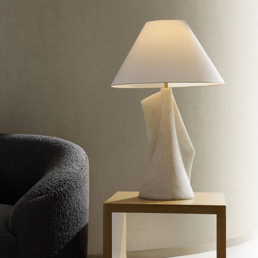 PTC22-SH032 - Bruce Lamp - Ivory, Glass Stone