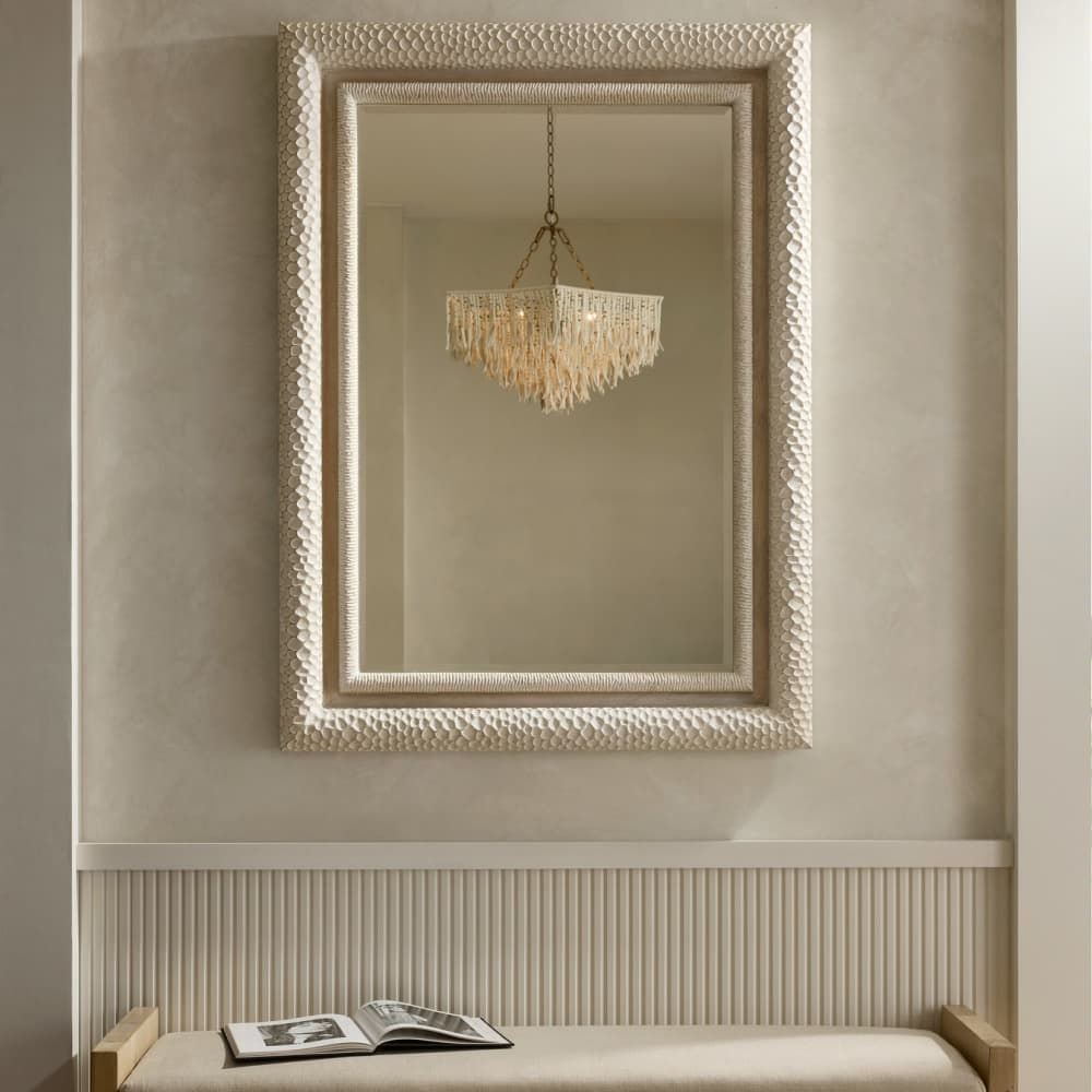 WMI82 - Indo Mirror - Whitewash, Wood
