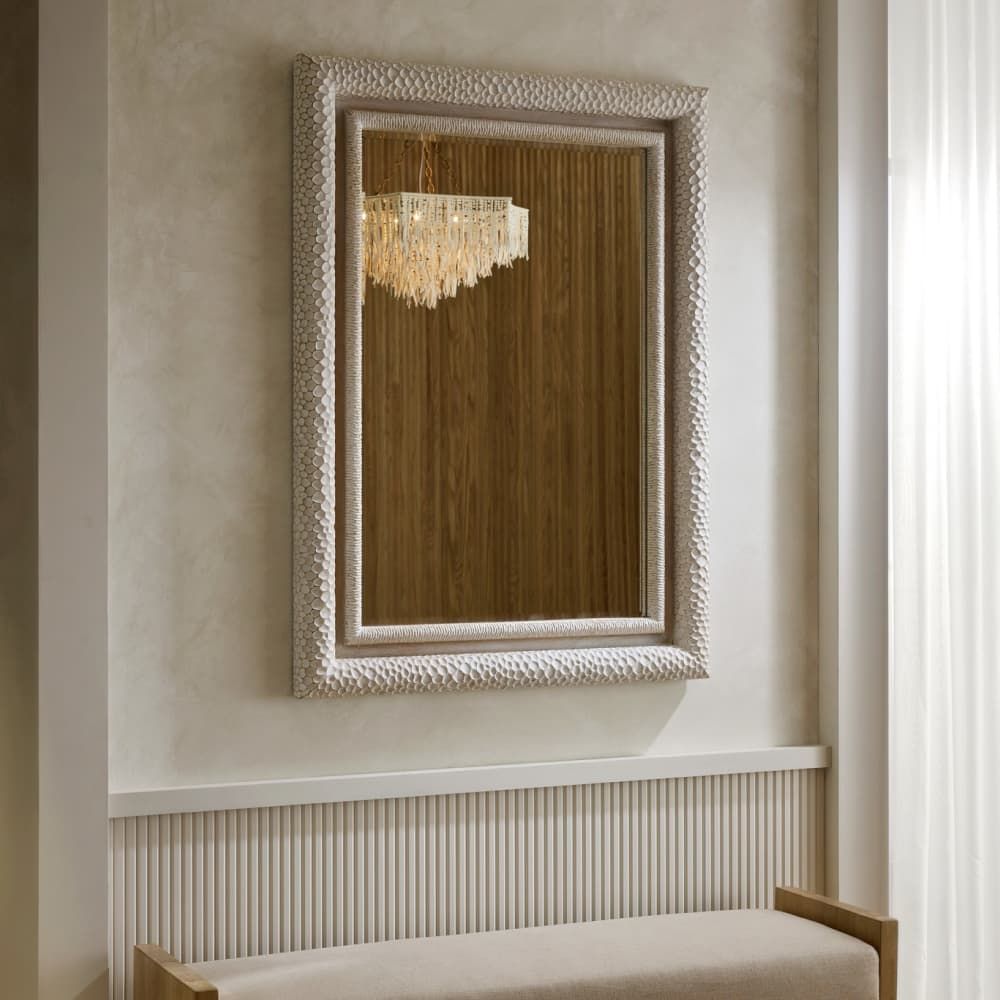WMI82 - Indo Mirror - Whitewash, Wood